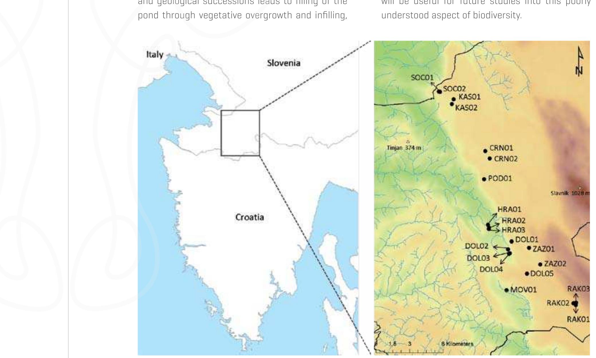 1: map of karst edge with sampled ponds. cartography: peter