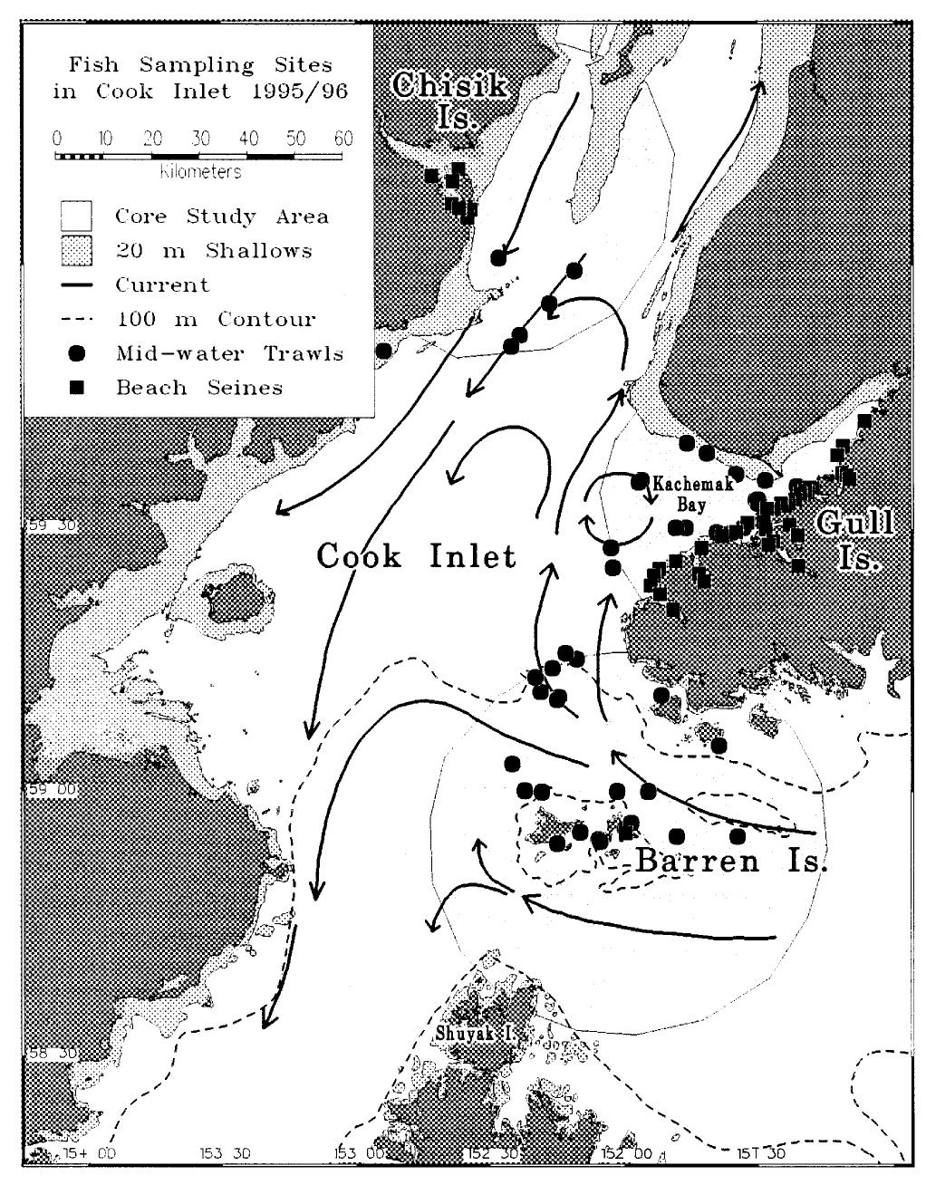 Map of lower cook inlet showing the three study areas,