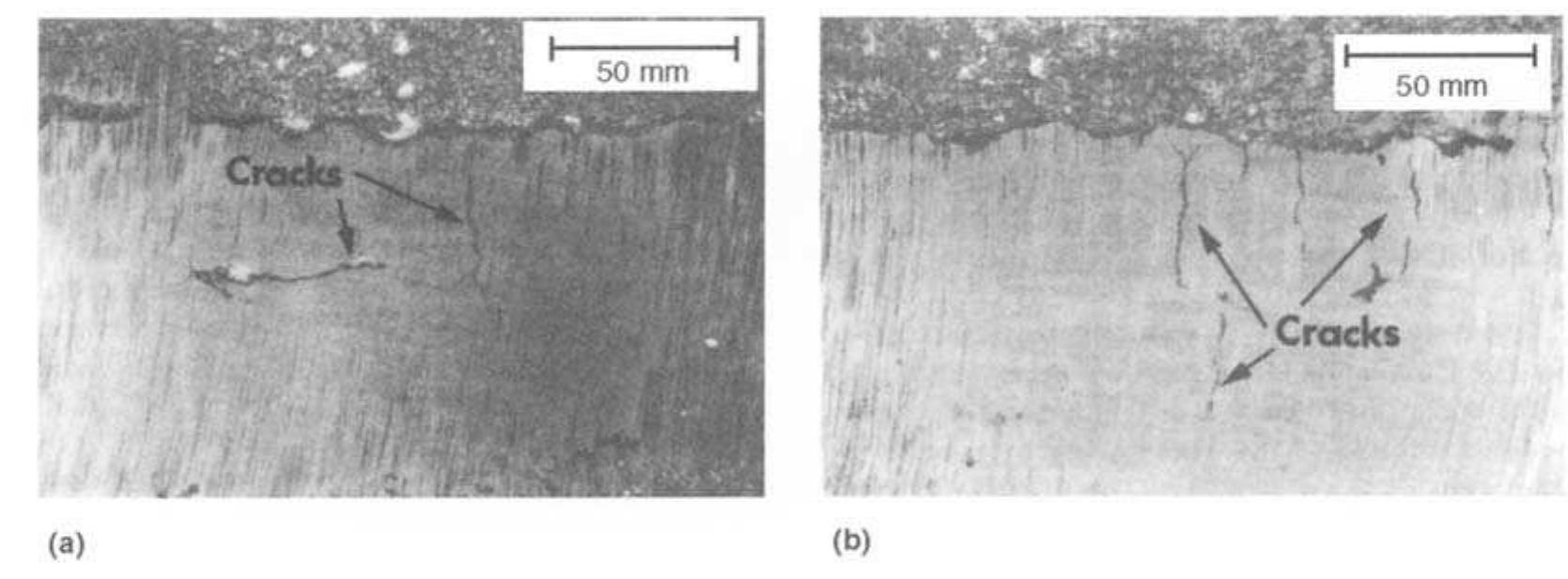 2. 10 transverse and longitudinal cracks on as-ground weld