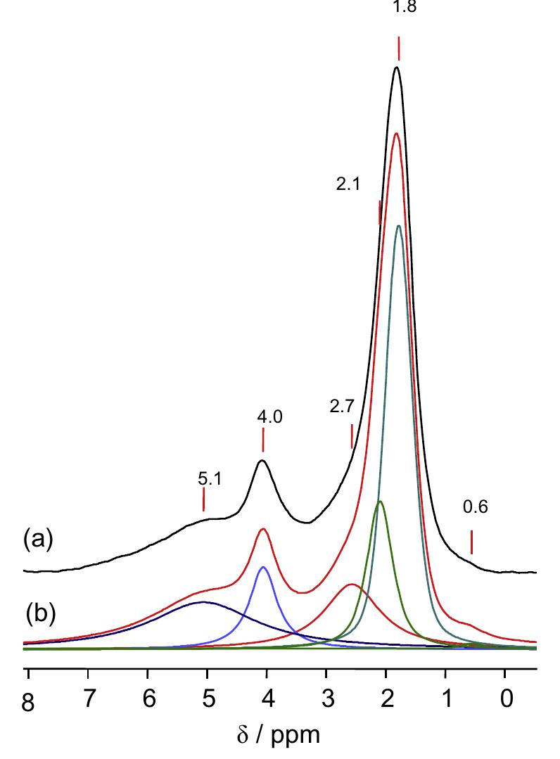 'h mas nmr hahn-echo spectrum of zeolite h-bea-59. (a)