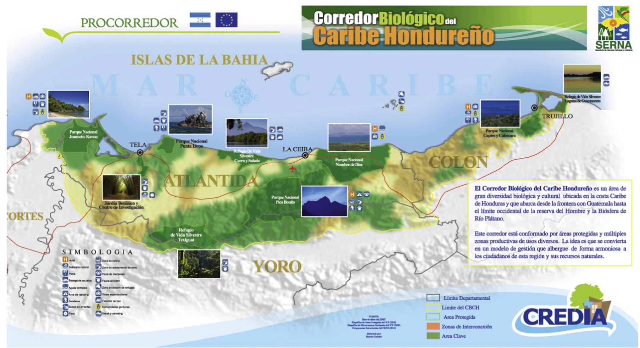 Map of the honduras caribbean biological corridor. source: