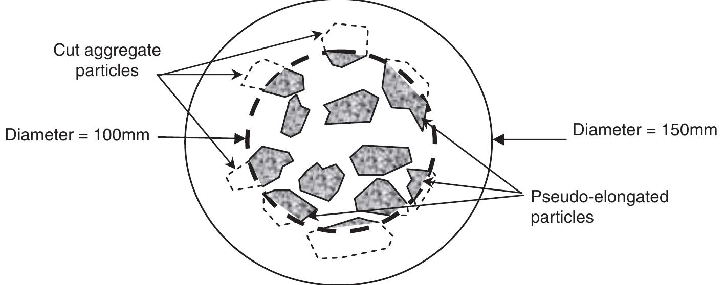 Schematic representation of bisected aggregate particles.