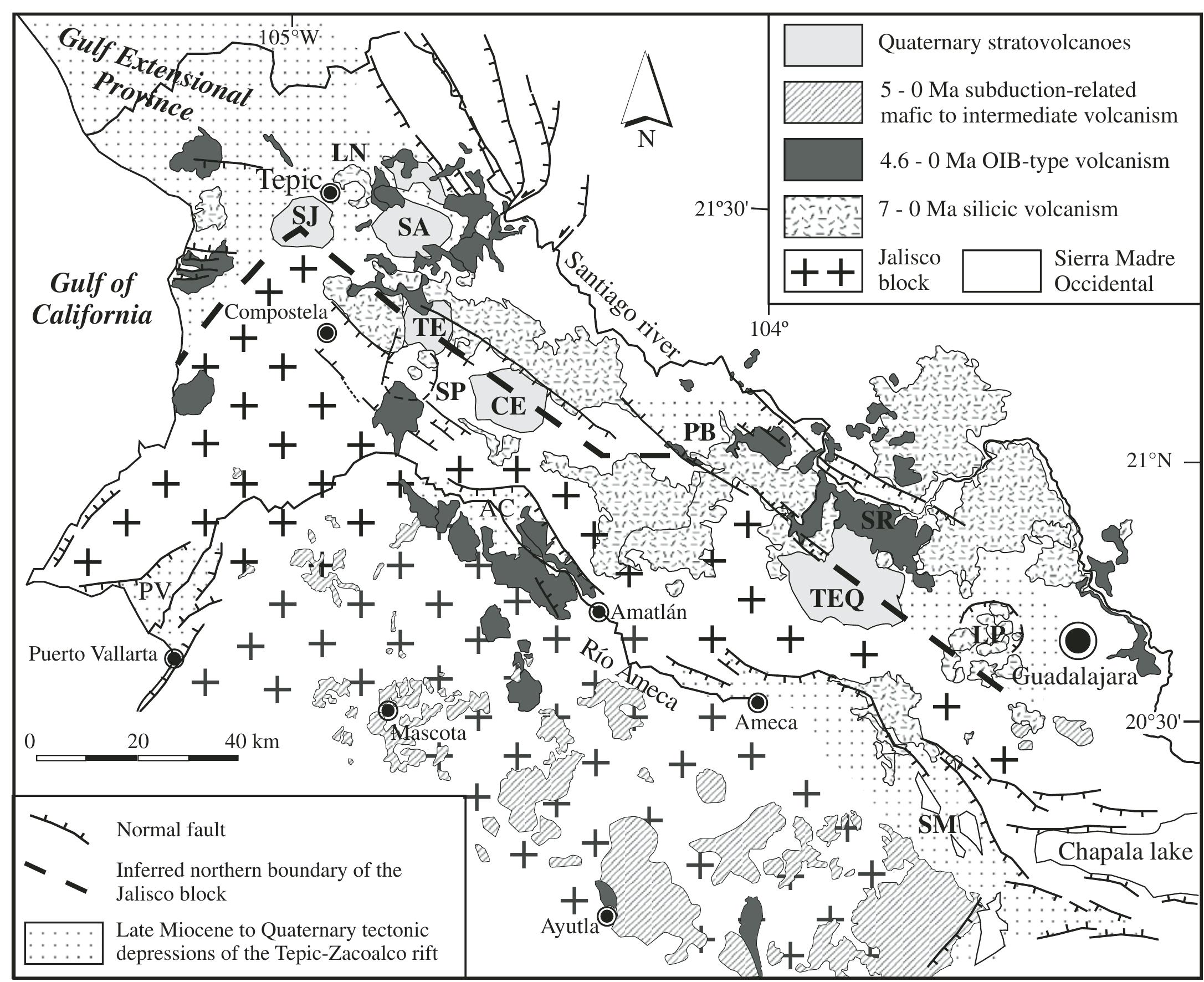 Simplified geologic map of the western sector of the