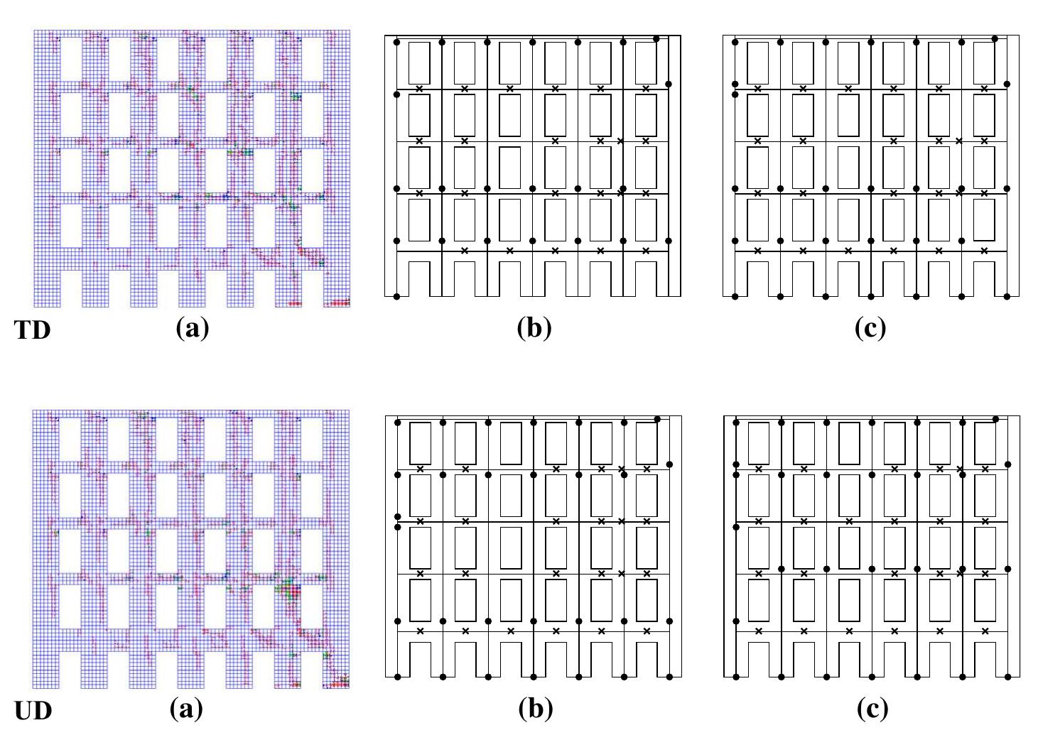 Damage maps of fs wall under triangular (td) and uniform