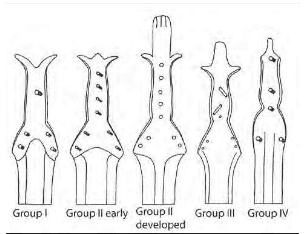 The four main groups of naue ii type swords according to h.