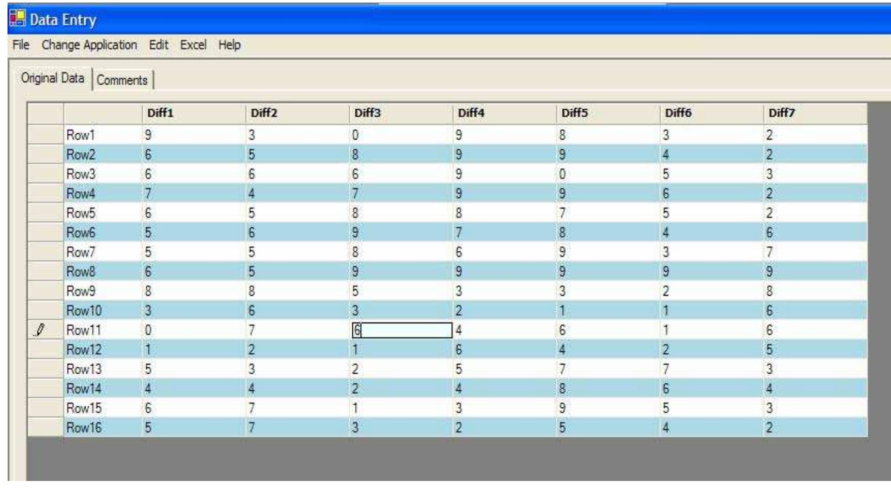 3: original data sheet. regular data is filled in here. in