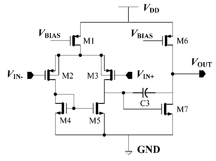 Schematic of the amplifier in the voltage buffer voltage