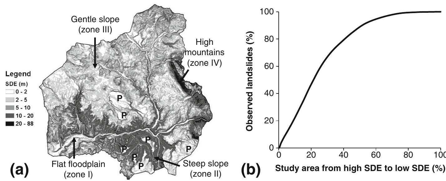 A a map showing the standard deviation of the elevation