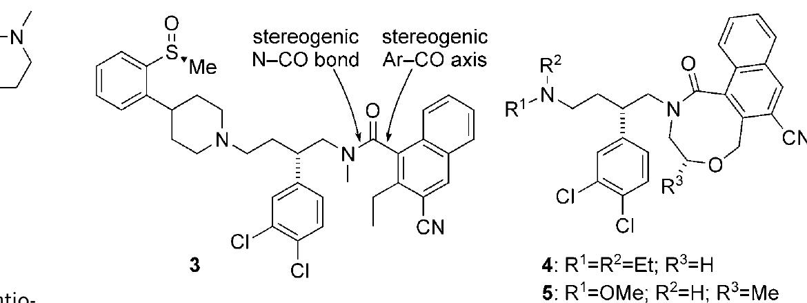 Nk1 antagonist lead structure 3 with modifications 4 and 5.