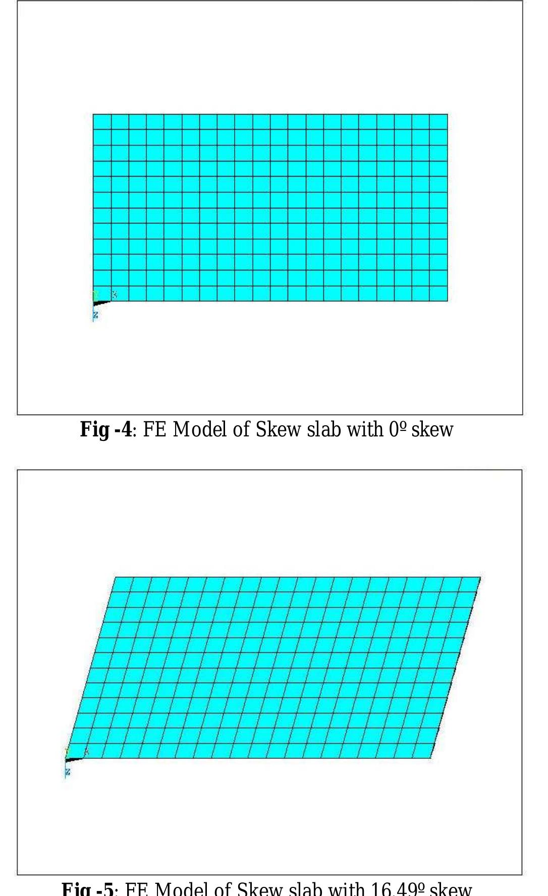 Skew slabs having skew angle 0°, 16.492, 20° and 302 are
