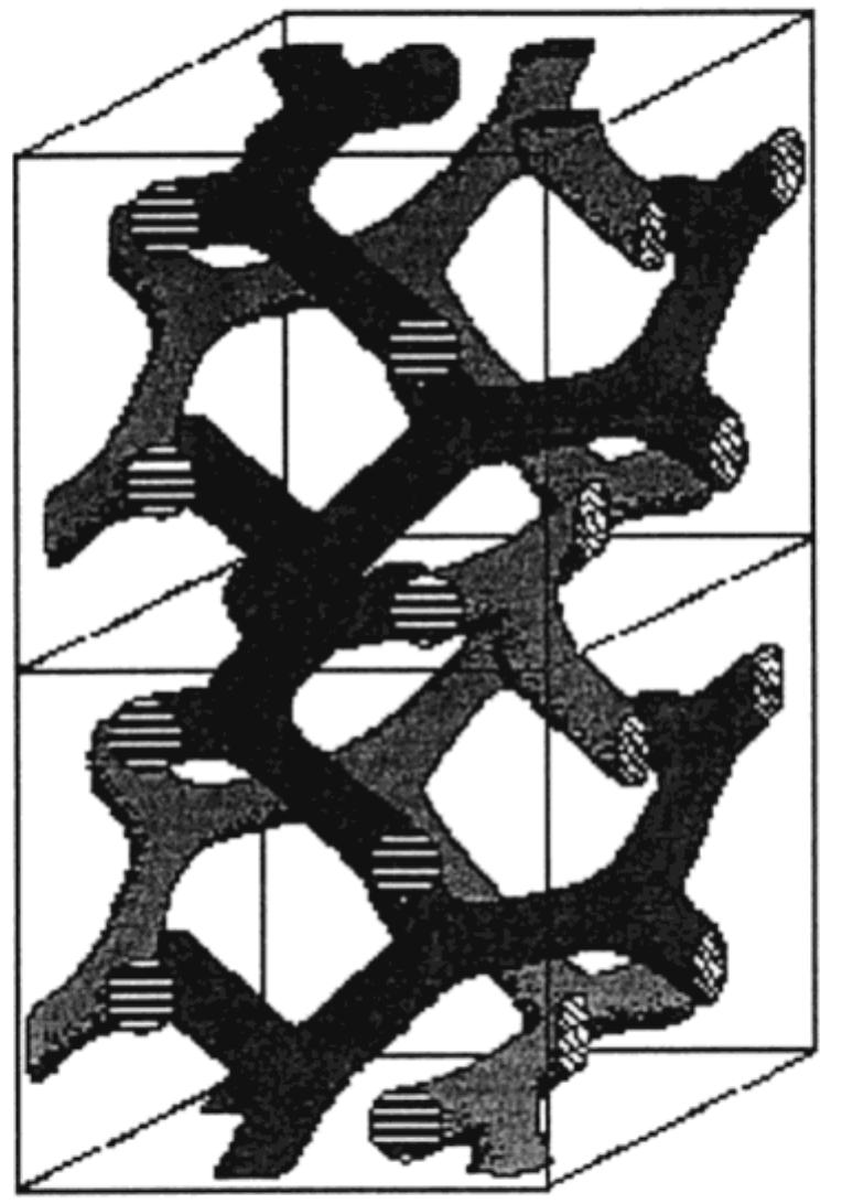 Schematic of the double gyroid morphology, shown with two