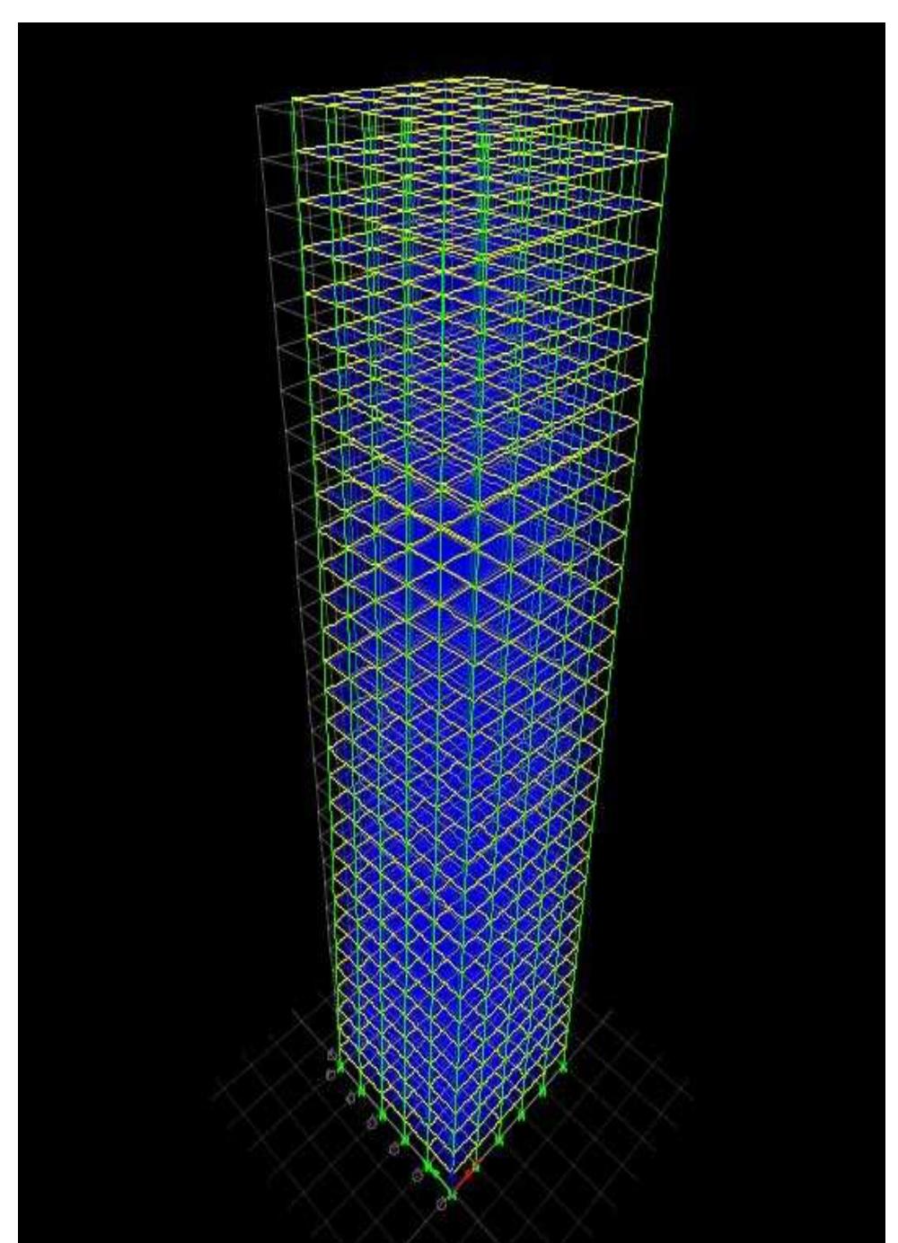 Shows the deflection diagram of 31 storey building