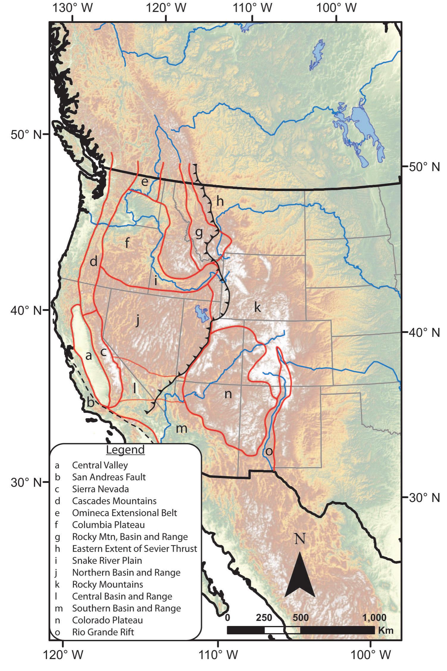 Map Showing Main Physiographic Features And Tectonic