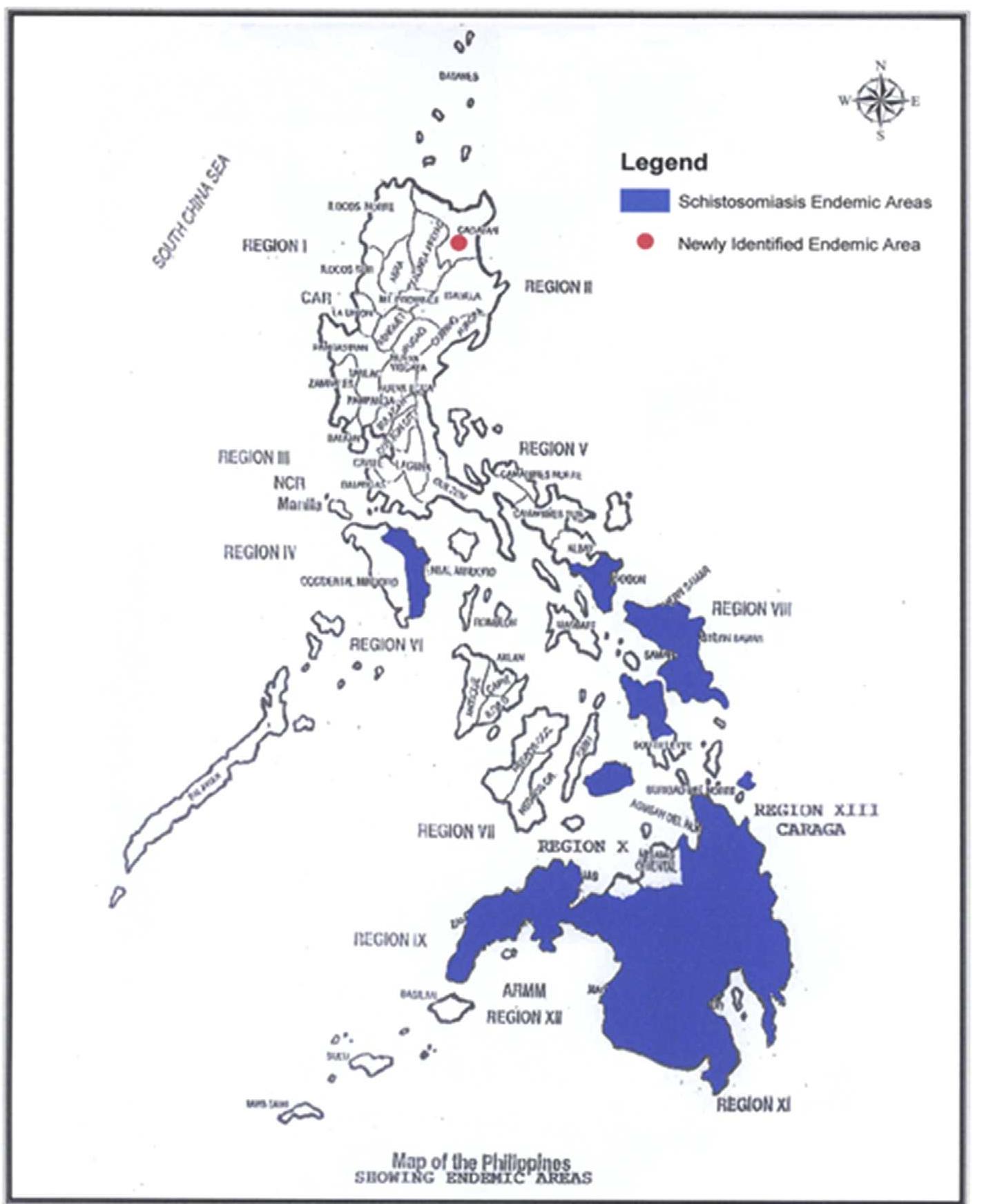 Map of the current endemic areas in the philippines