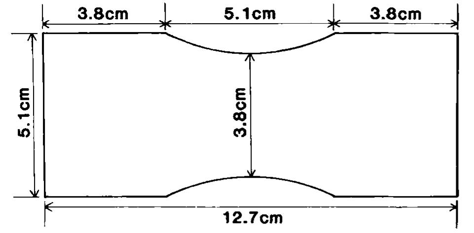 Configuration and dimensions of tensile test sample.