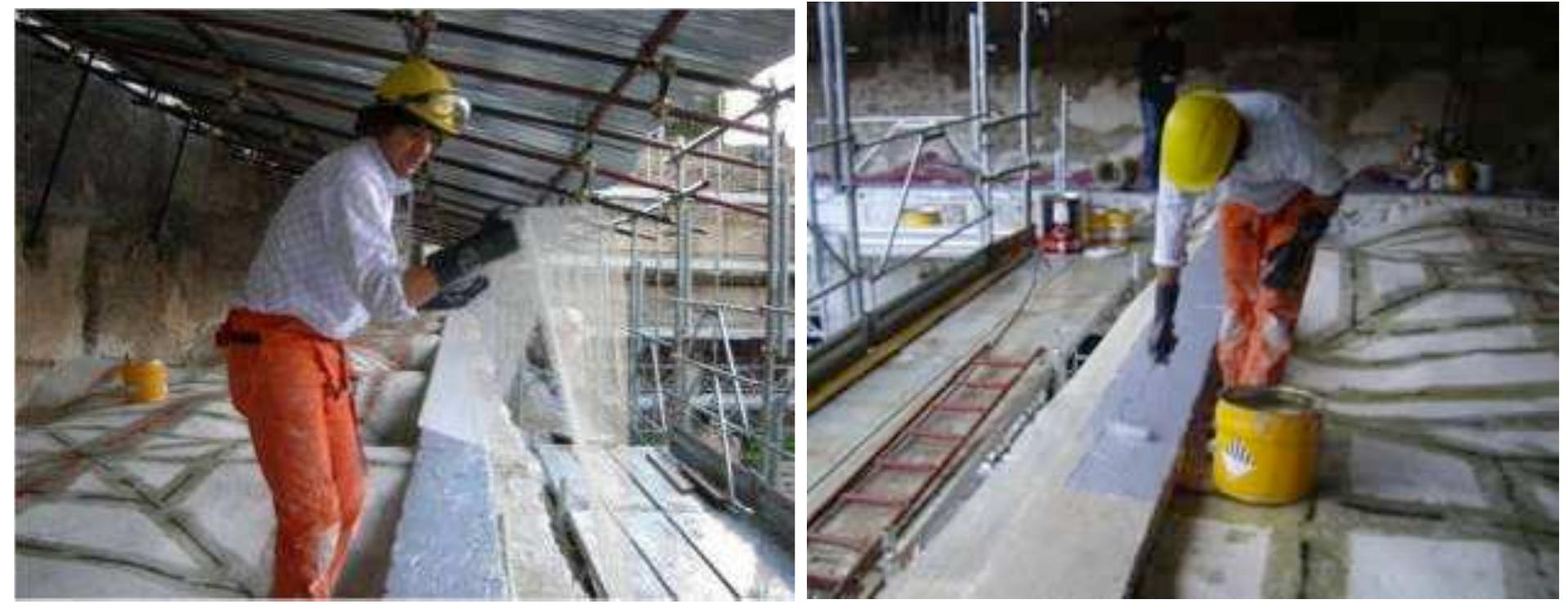 The reinforced masonry corbel ring beams were obtained by