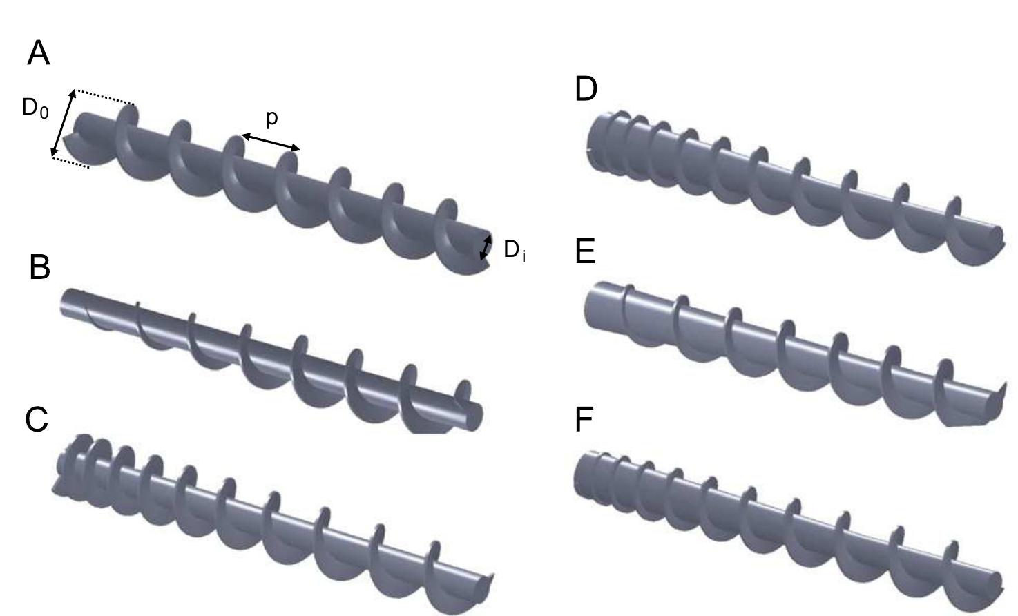 Hopper bin, trough and screw casing geometry with dimensions