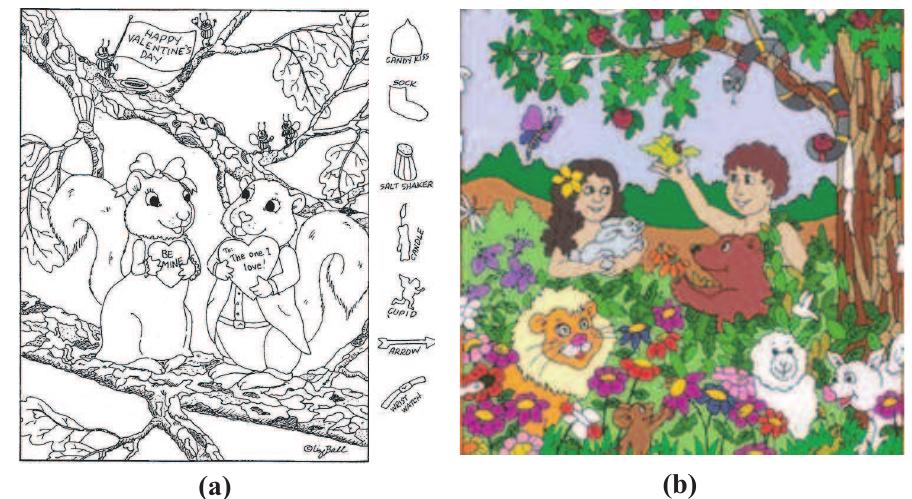 Hidden-picture puzzles drawn by ball