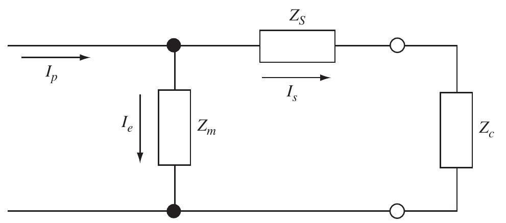 Equivalent electric circuit of a current transformer.