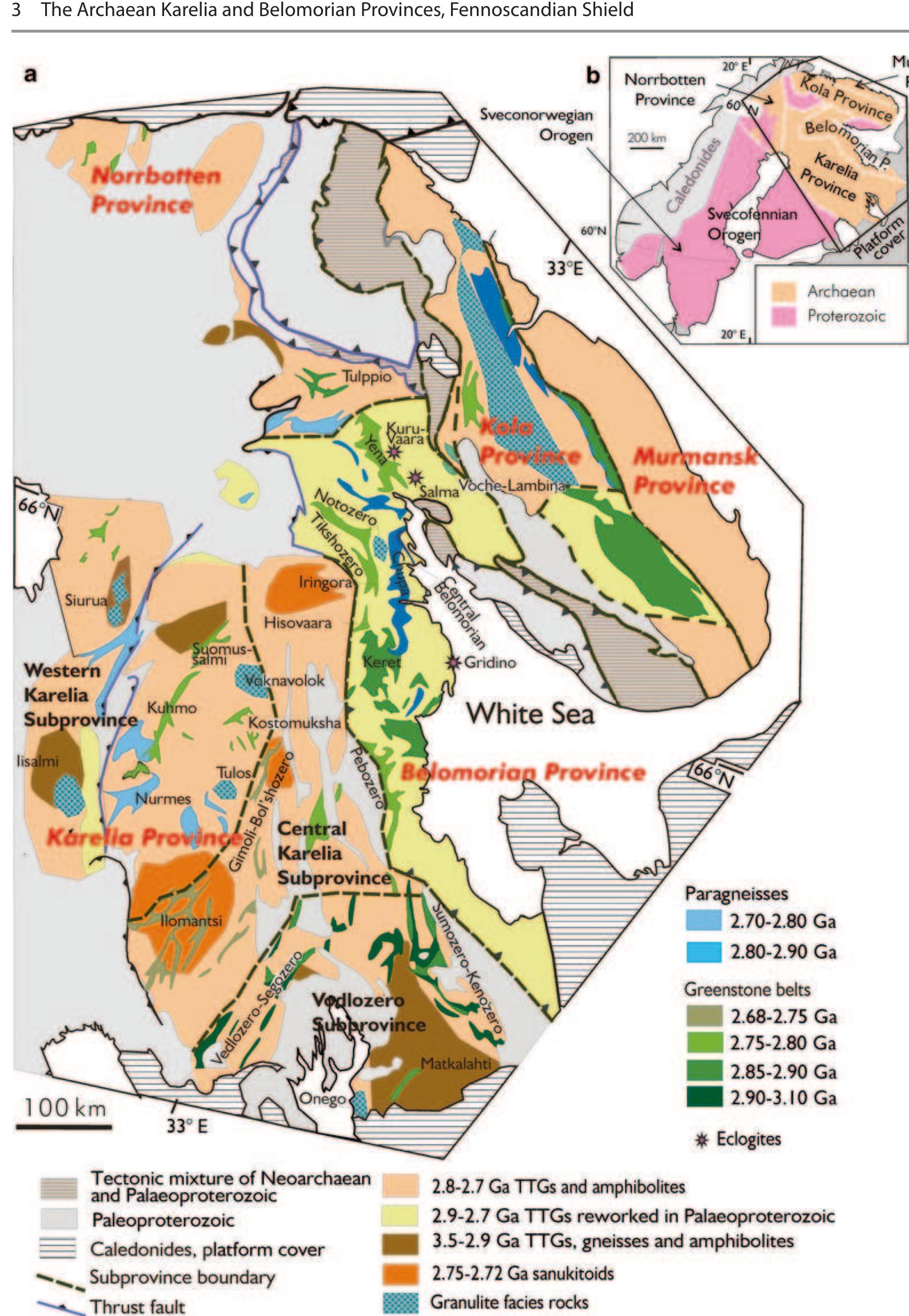 1 a generalised geological map of the archaean a of the