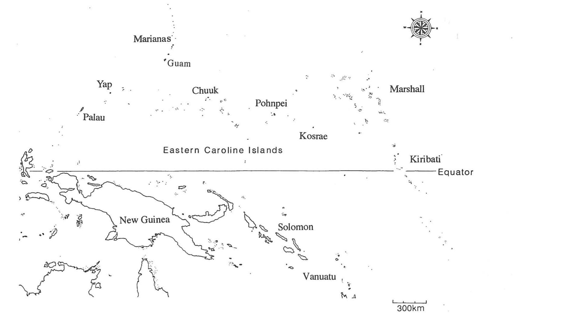 Map of western pacific showing the location of yap and other