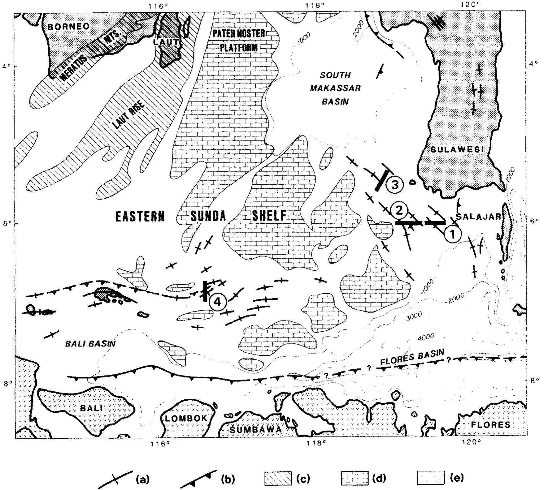 Simplified map of the eastern sunda shelf area, showing