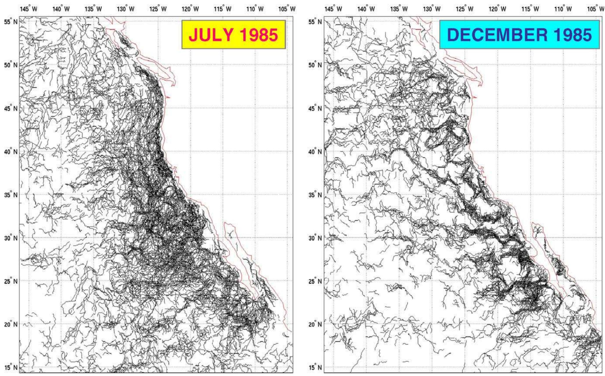 Seasonal evolution of sst frontal pattern in the california