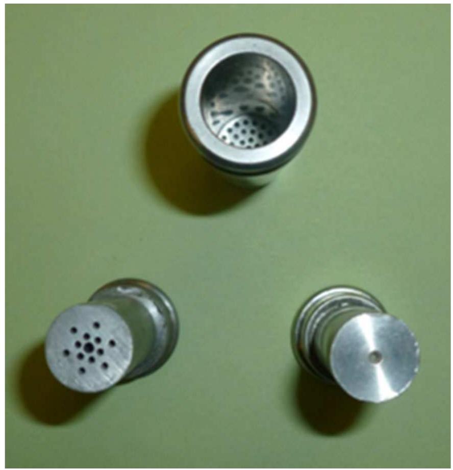 Traditional (right) and modified (left) perforated plunger