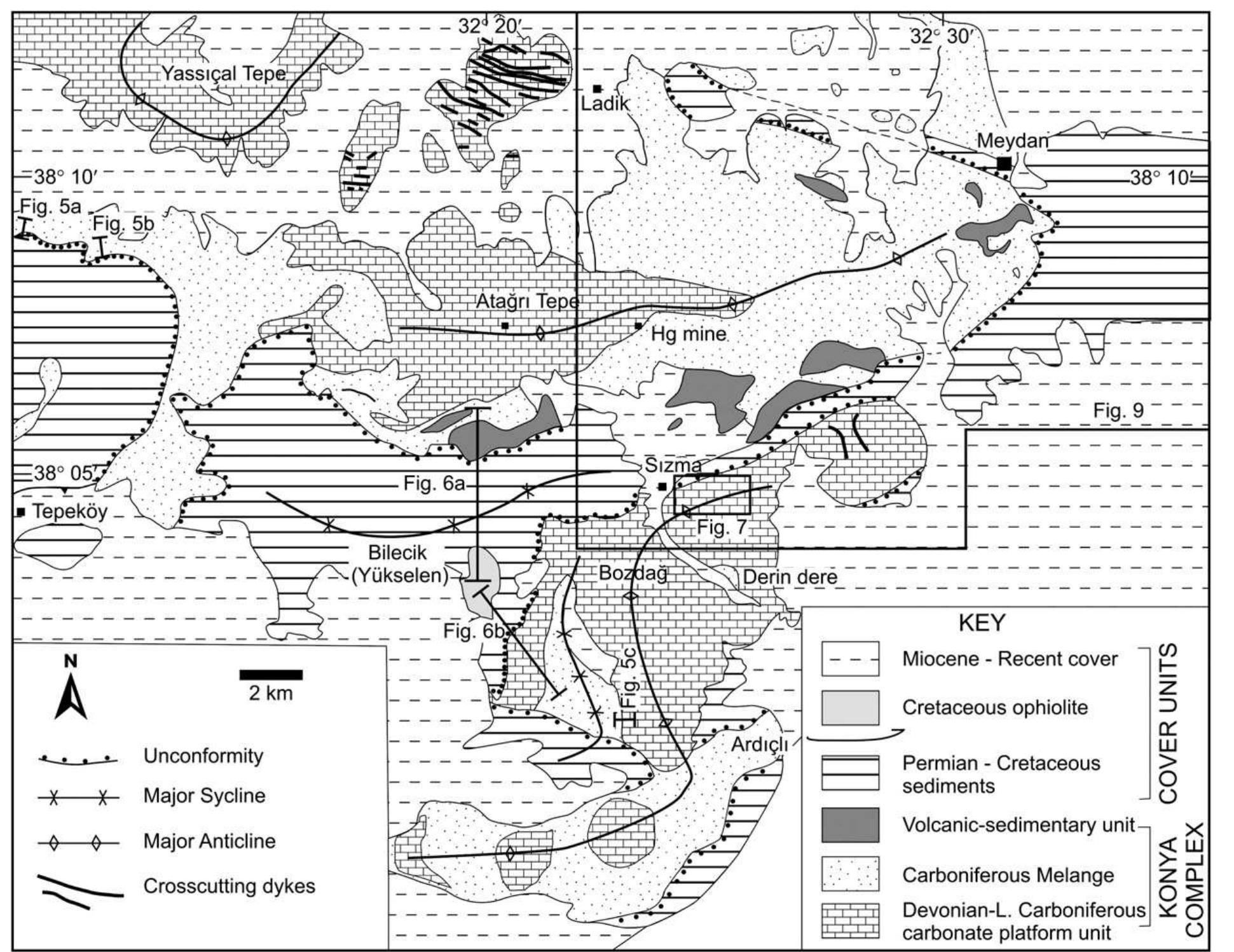 Simplified geological map of the well exposed, eastern part