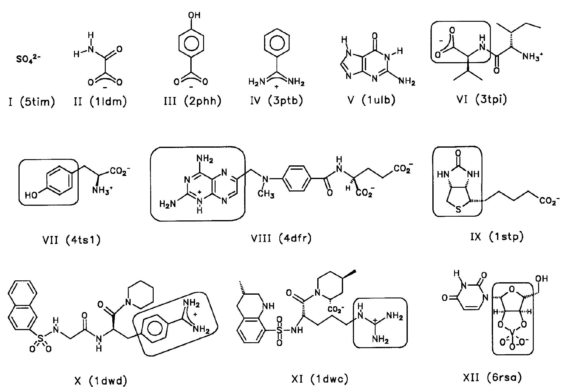Chemical formulae of the ligands in the test suite (1 to