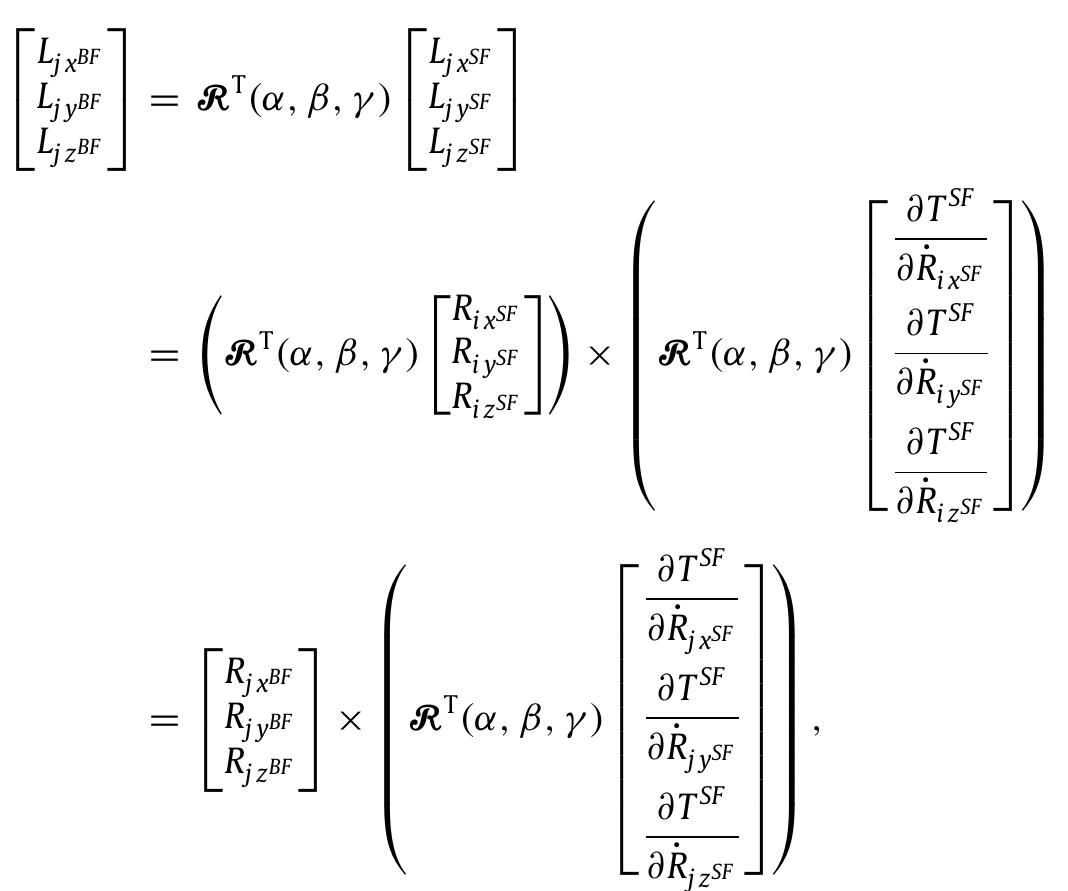 (with (a, 4’, 0 = x, y,z) and r(a@, b, y) the euler rotation