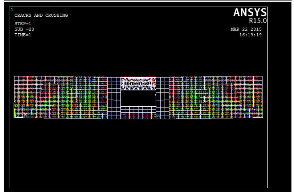 The crack pattern for the beam retrofitted with cfrp in
