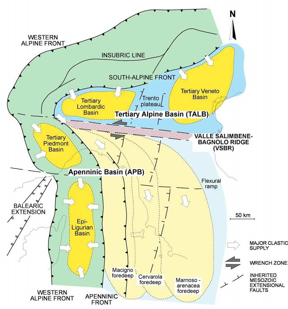 1 — simplified paleogeographic map showing the areal