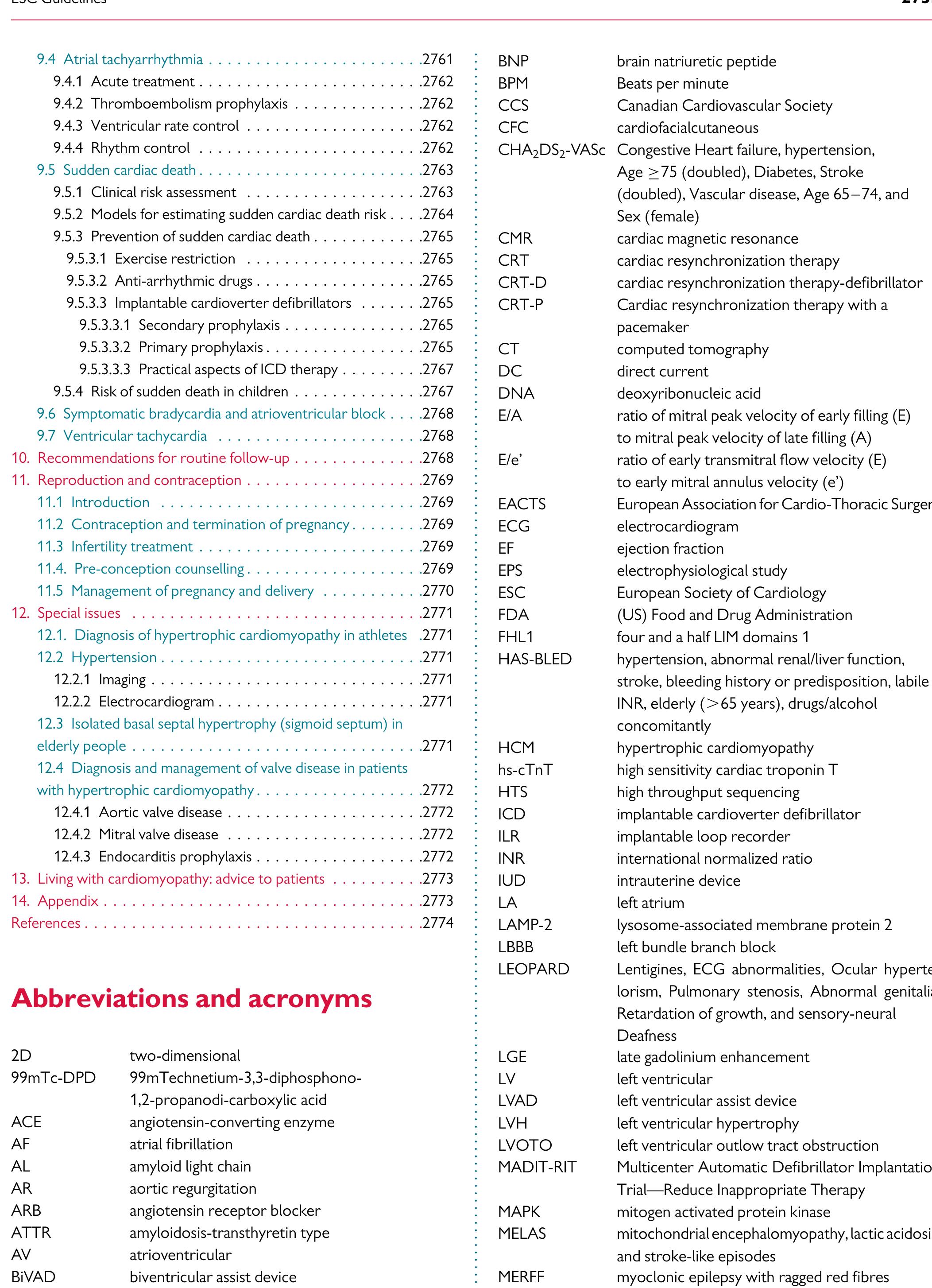 Table 2 - 2014 ESC Guidelines on the Diagnosis and