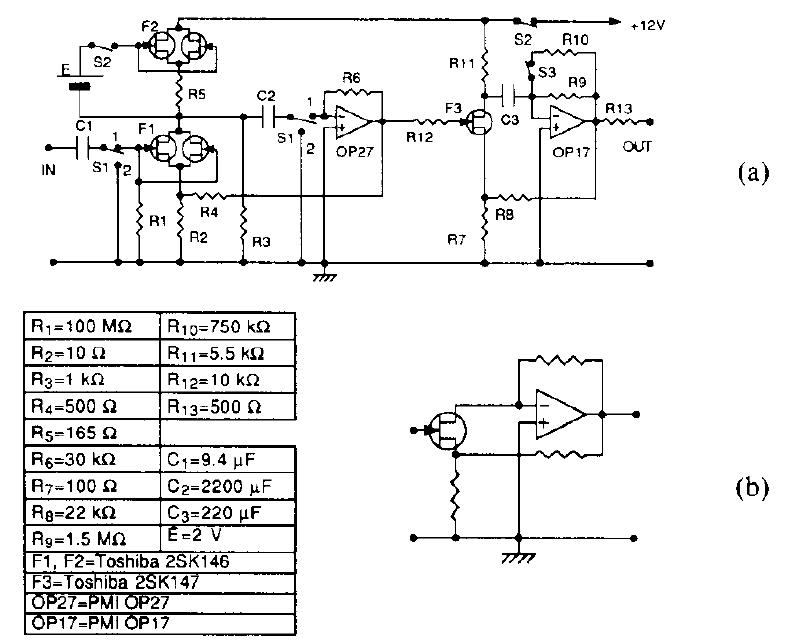 Circuit diagram of the ultra low-noise amplifier described
