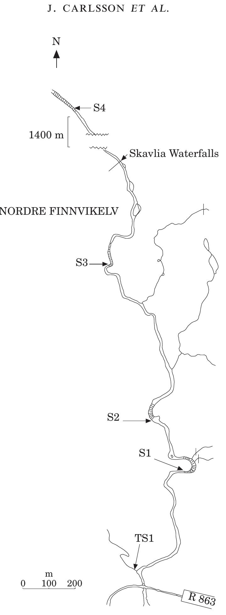 Fic. 1. map of the study area showing the nordre finnvikelv
