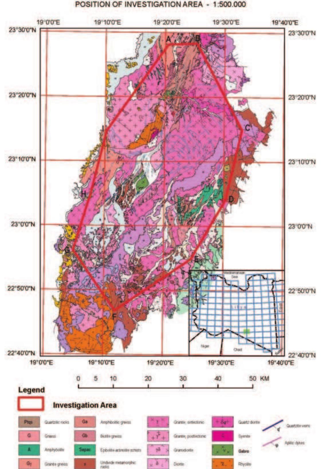 Geological map of the jabal eghei area and the map of libya