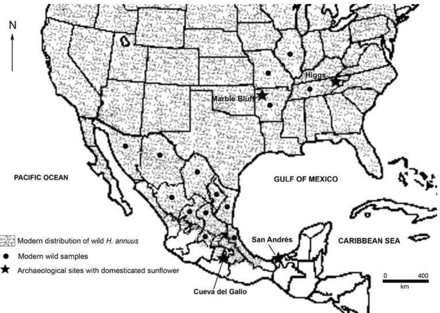Map of north america showing modern distribution of wild