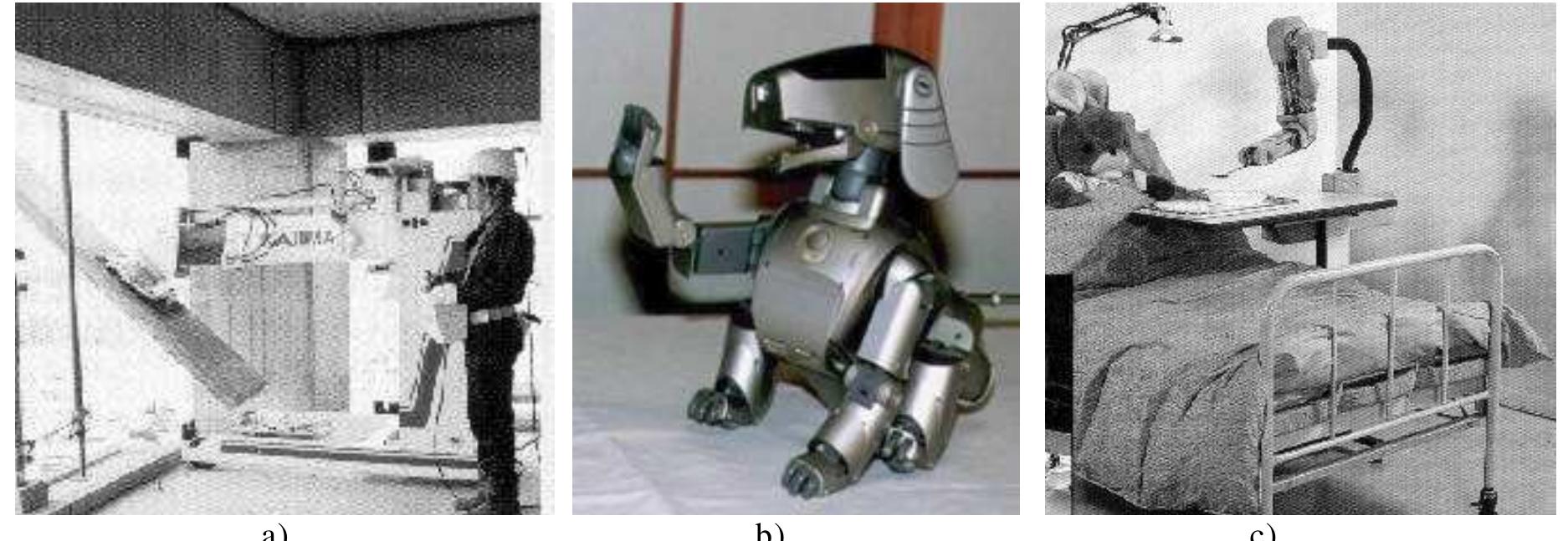 Examples of new applications of robots: a) in civil