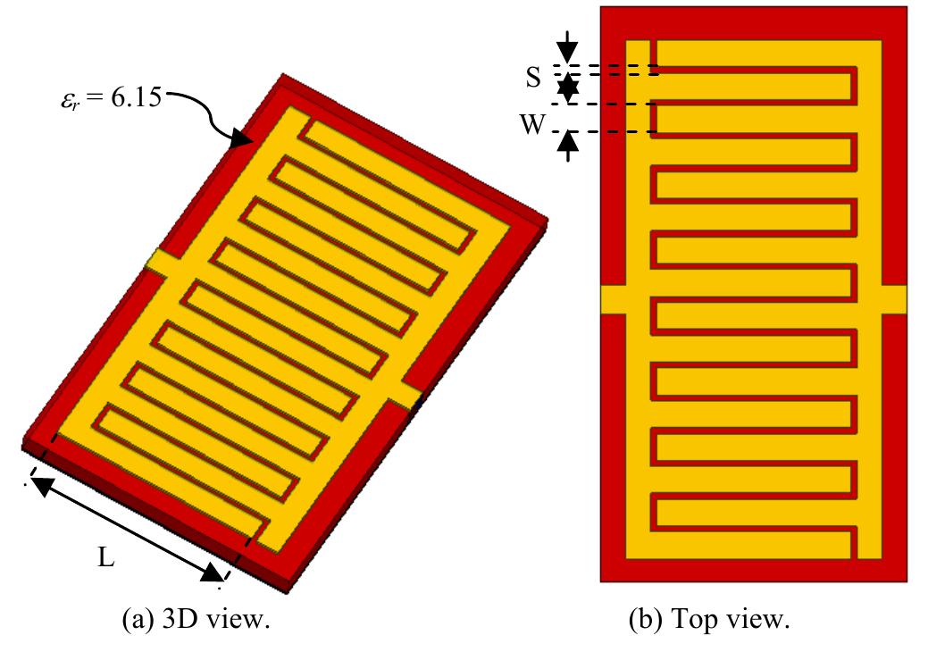 Microstrip interdigital capacitor design structure. the