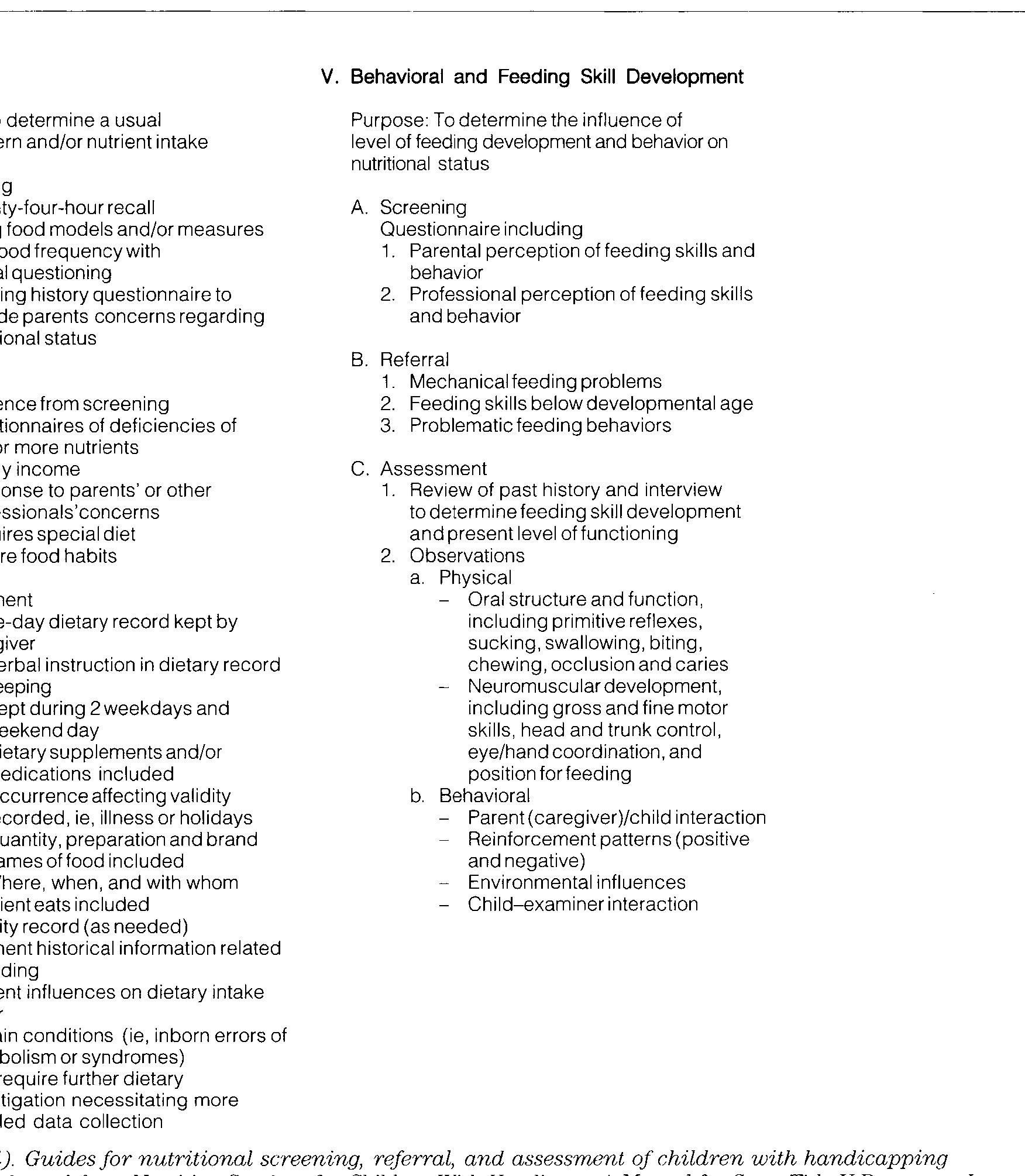Table 4 - Pediatric Nutrition Assessment