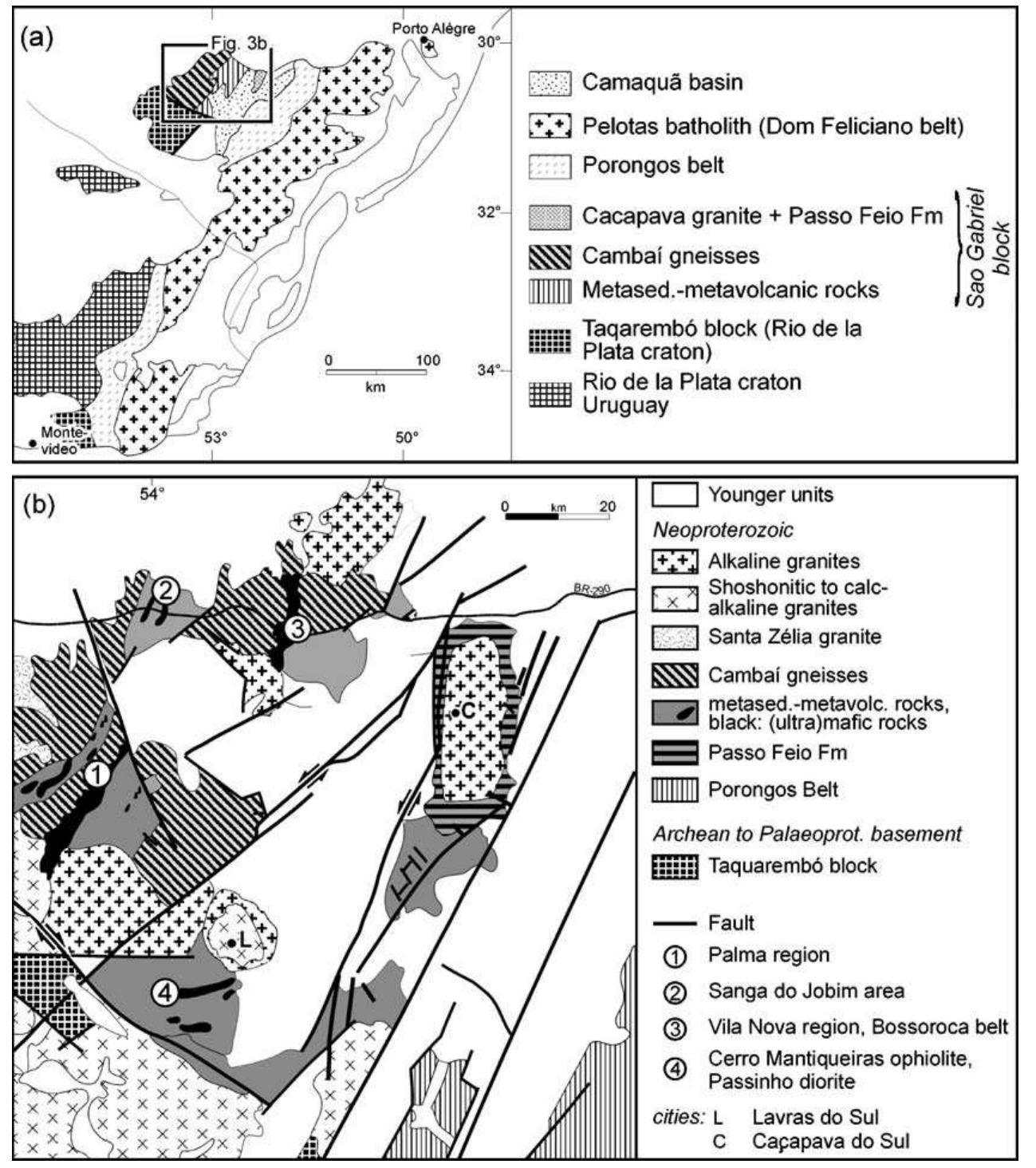 (a) geologic map with the tectonic domains of southern