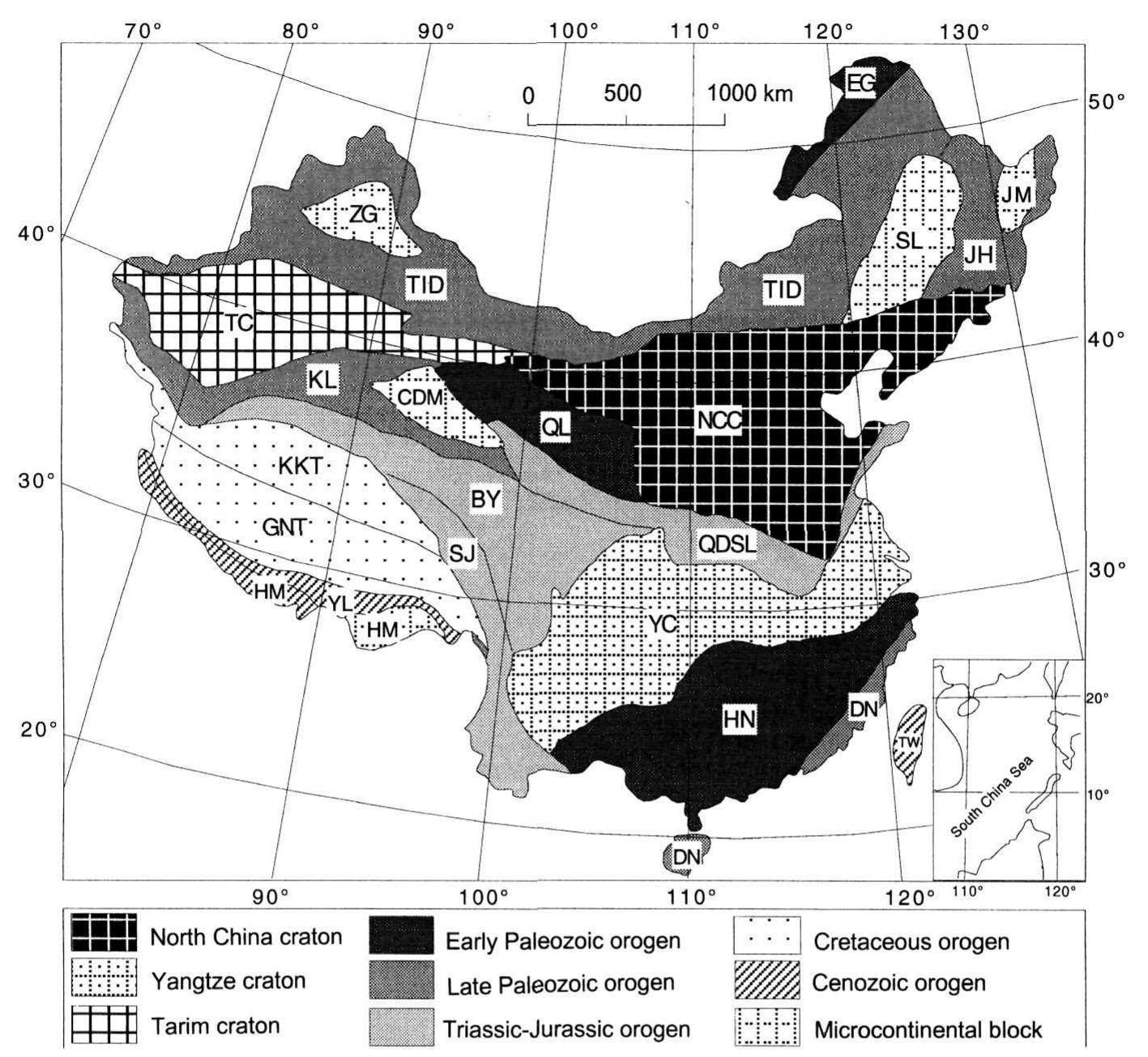 Map showing the main tectonic units of china (revised aller