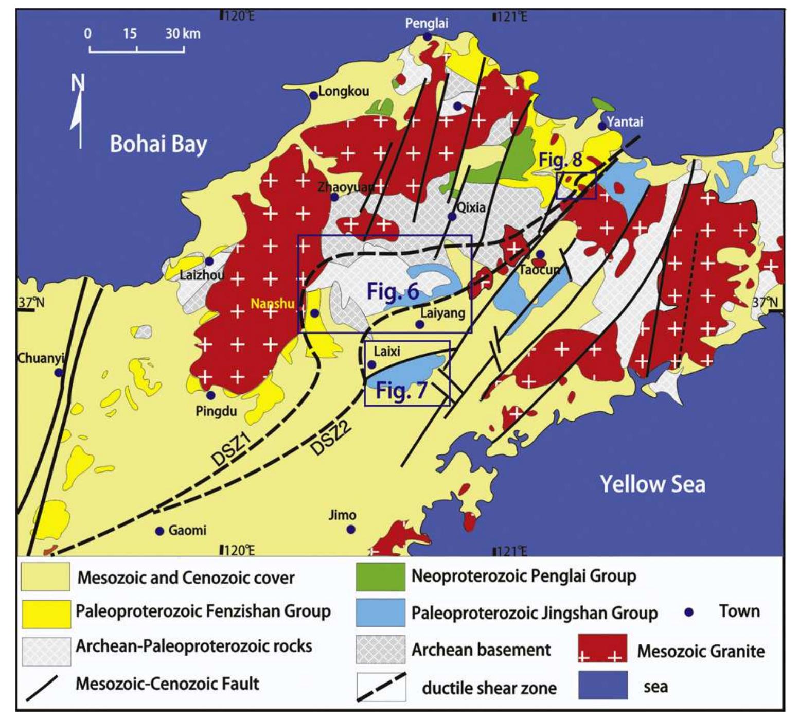 Simplified geological map showing the distribution of
