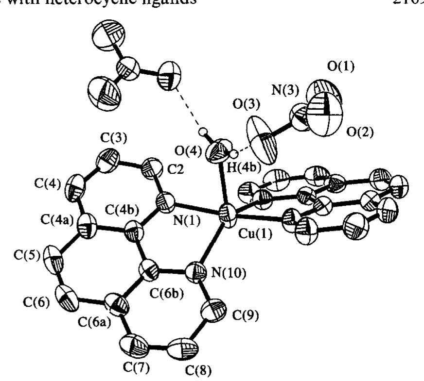 Ortep of cu(h,o)(phenanthroline),*, 50% ellipsoids, showing