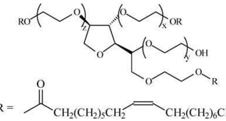 J polyoxyethylene sorbitan trioleate; tween 85 contains