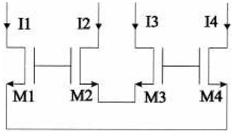A four-transistor nmos translinear loop. the sum of the