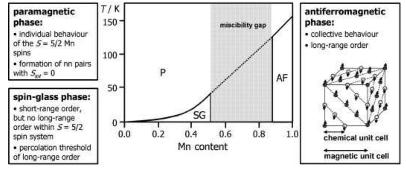 Schematic representation of a typical magnetic phase diagram