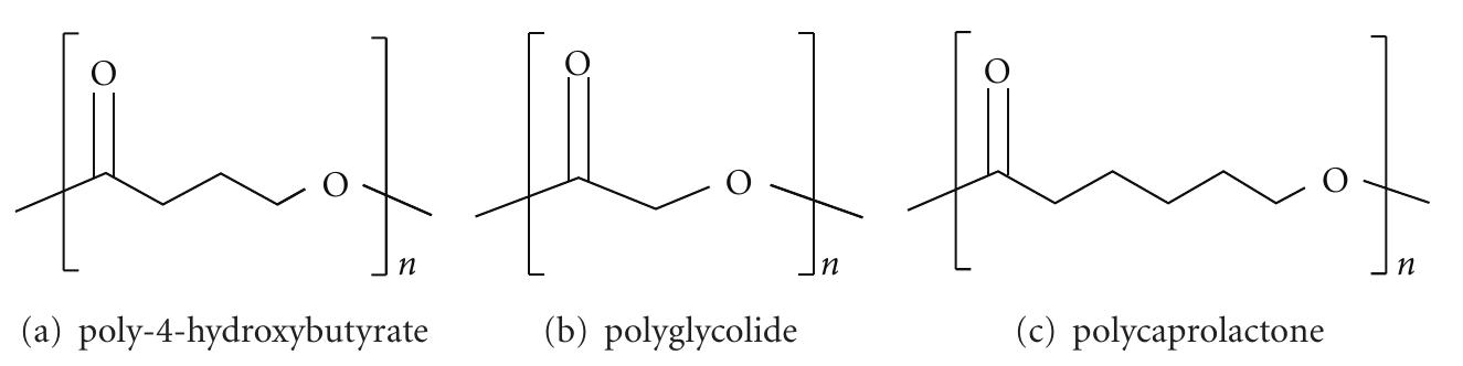 Ficure 1: chemical structures of (a) poly-4-hydroxybutyrate