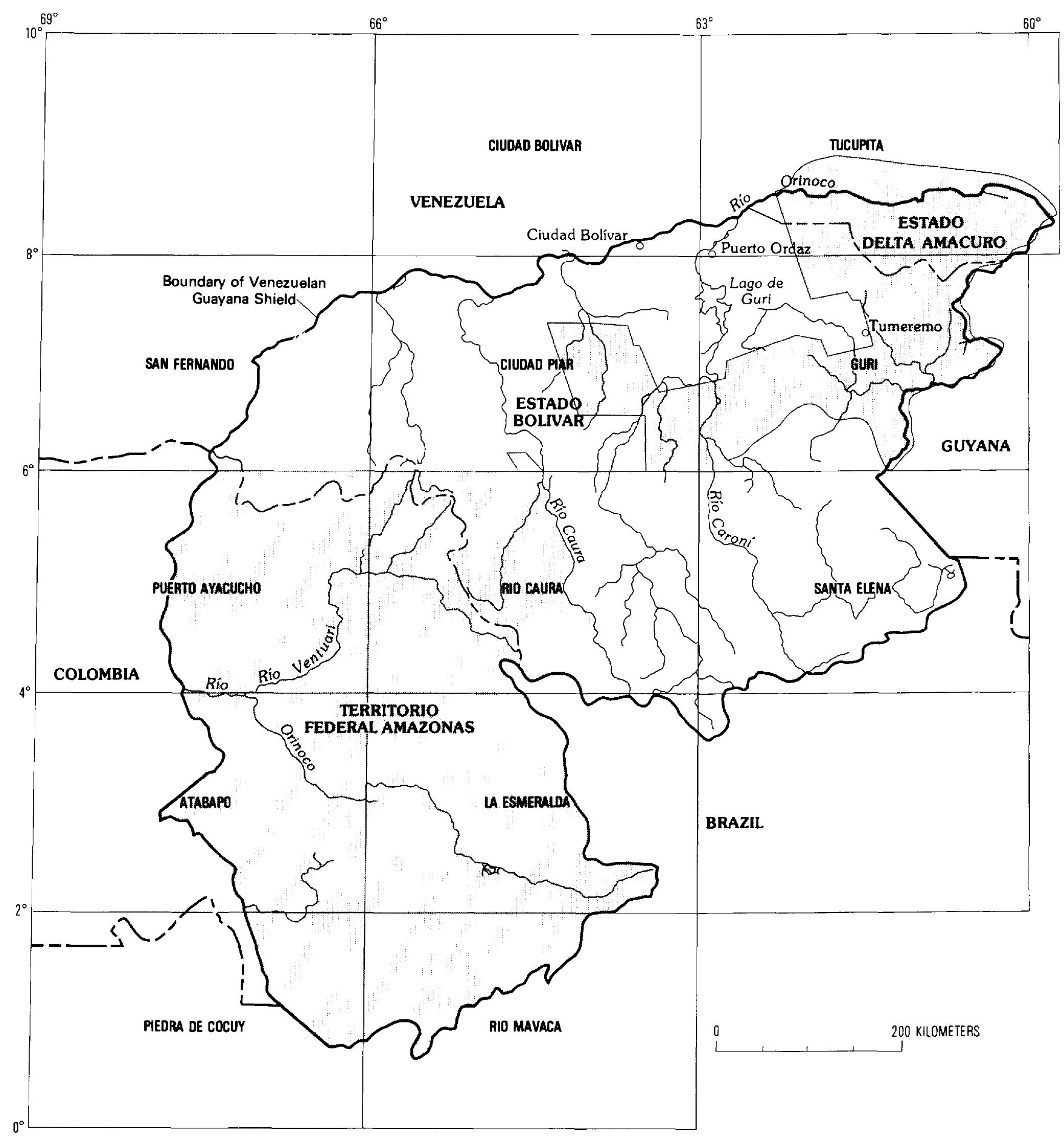 Aeromagnetic coverage (shaded area) of the venezuelan